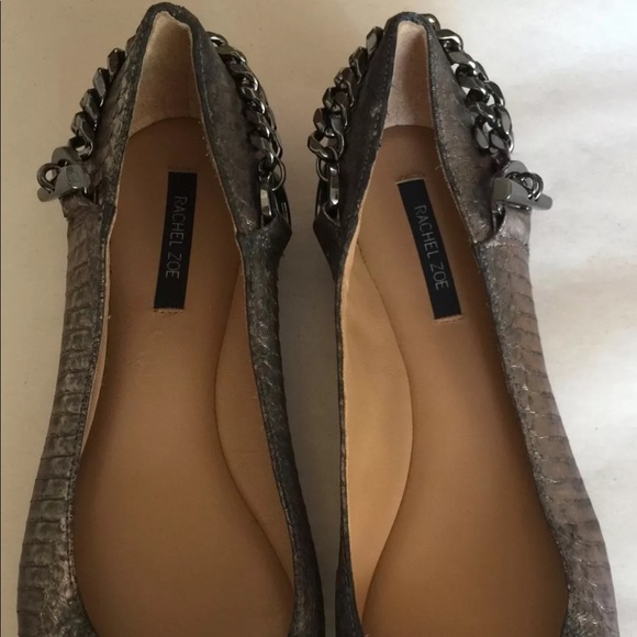 Rachel Zoe | Shoes | Rachel Zoe Laura Snakeskin Chain Ballet Flats 75m ...